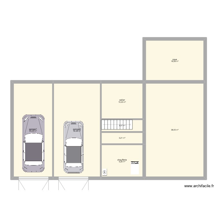 sous sol - Plan 8 pièces 136 m2 dessiné par Alx6