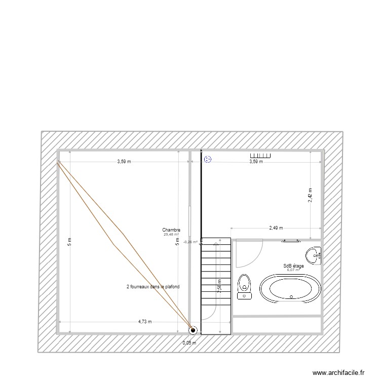 elec fourreau entre tableau et étage - Plan dessiné par philandroid