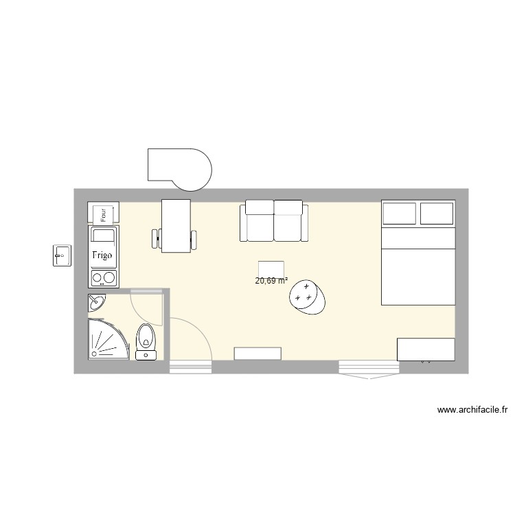 Plan – studio 1 pièce v1 table sifflet – Par tiphainedsv ️ | ArchiFacile