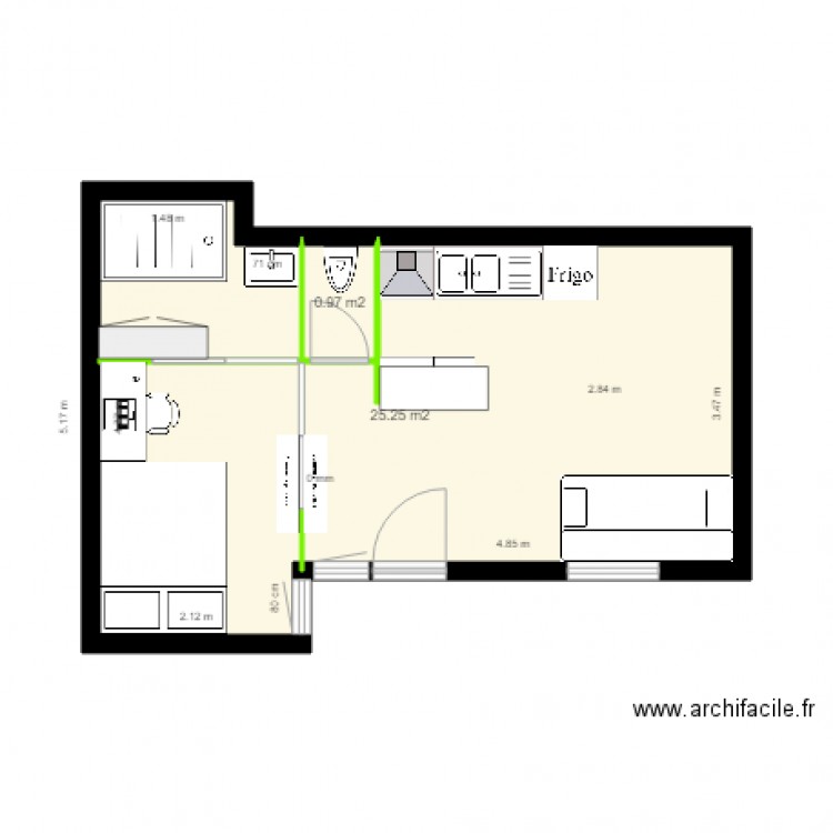 LE F2 AMENAGE - Plan dessiné par jerome91180