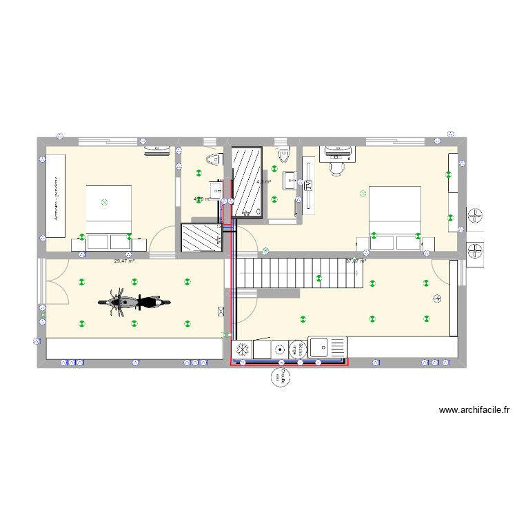 PLAN MAISON - Plan 4 pièces 76 m2 dessiné par laurent 2A