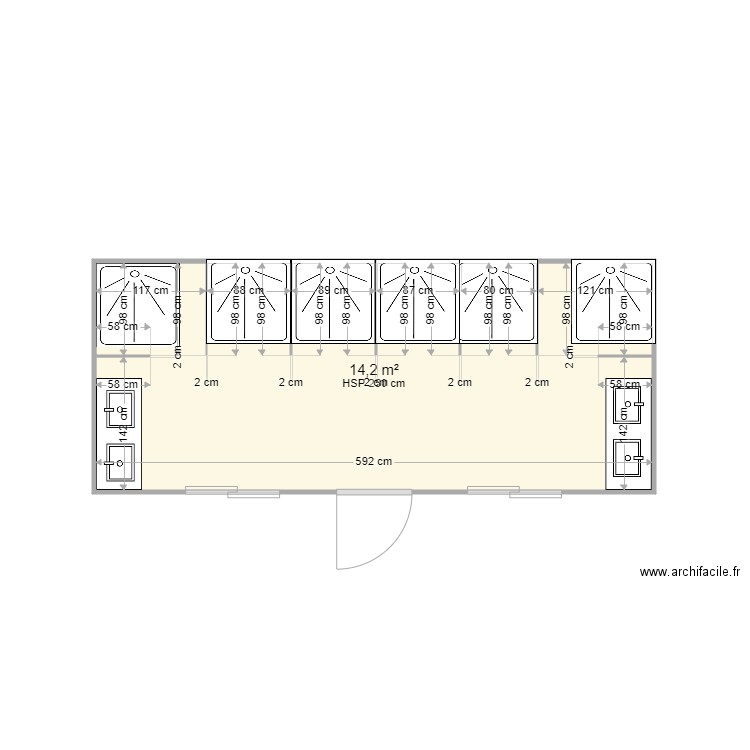 DOUCHE - Plan 1 pièce 14 m2 dessiné par GAEC BERNARD