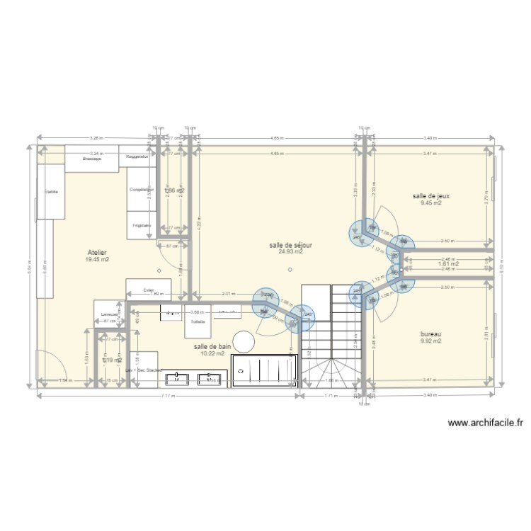 sous sol 2 - Plan 8 pièces 79 m2 dessiné par fredbrou