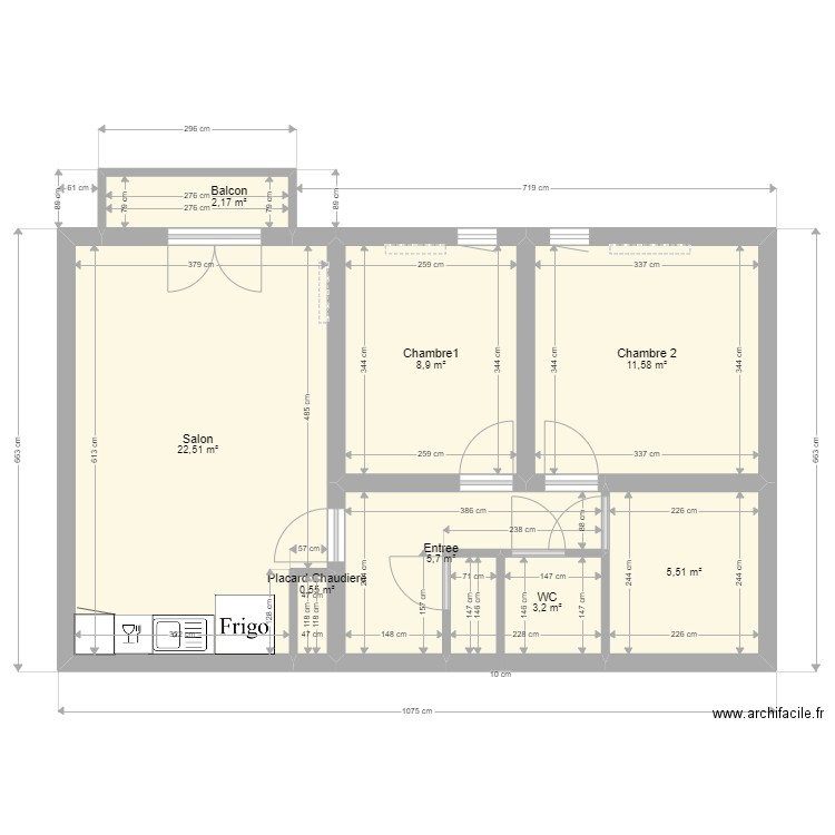 appart - Plan 8 pièces 60 m2 dessiné par Hugh07