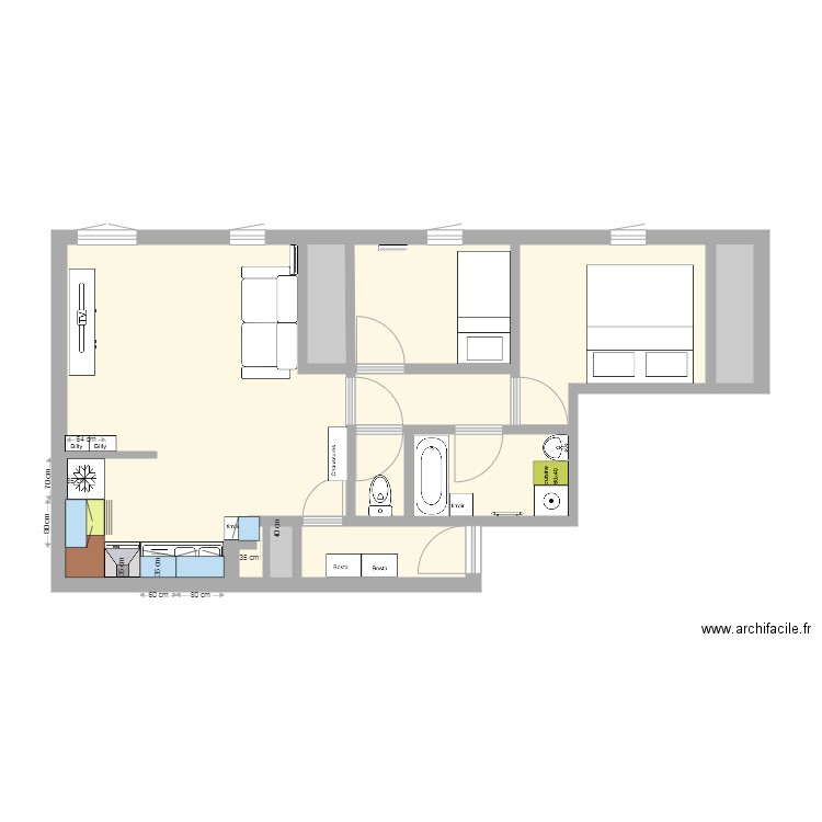appart 18 version nouveau frigo - Plan dessiné par mylou16