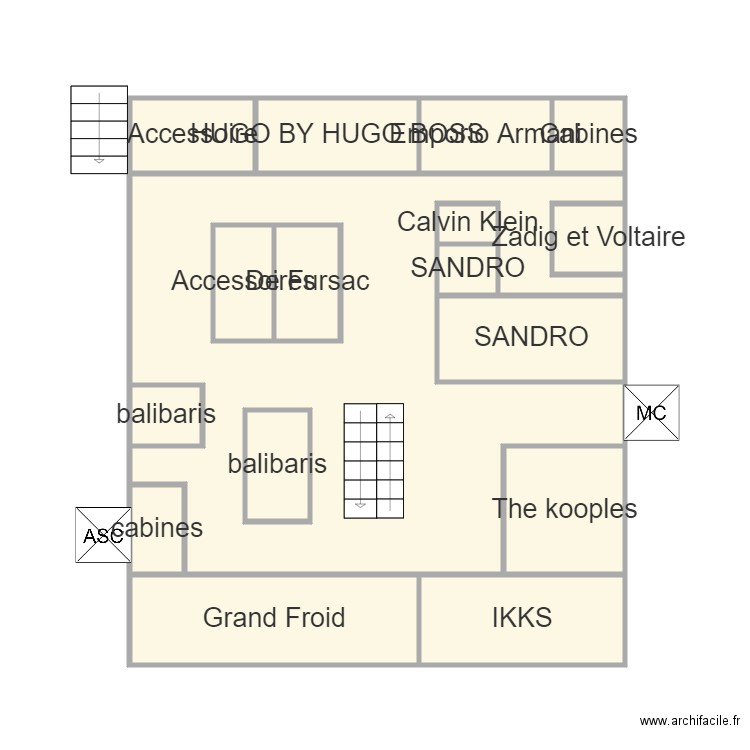 Plan 1er étage Galeries Lafayette - Plan dessiné par Iago1305