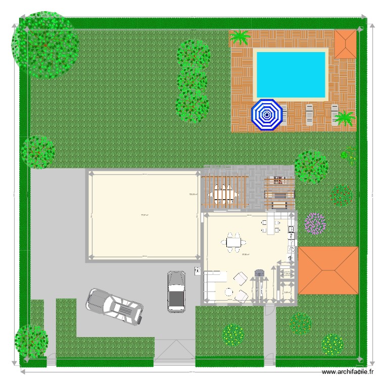 Extension carré 80m2 - Plan 5 pièces 1020 m2 dessiné par Bombadil69
