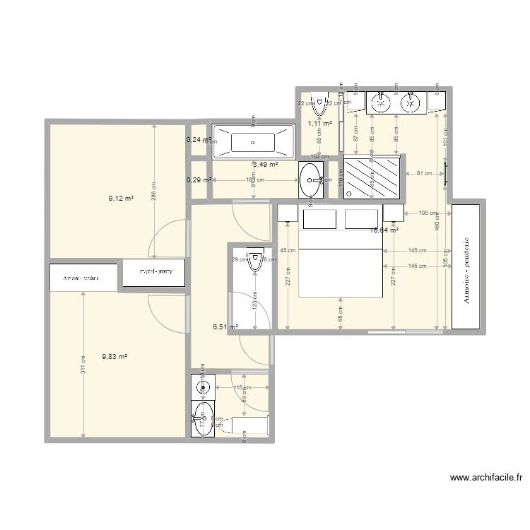 Plan de maison T4 - Plan dessiné par ElsaMI