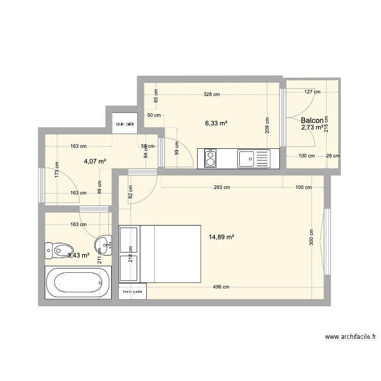 Studio Vinet - Plan 5 pièces 31 m2 dessiné par usilla