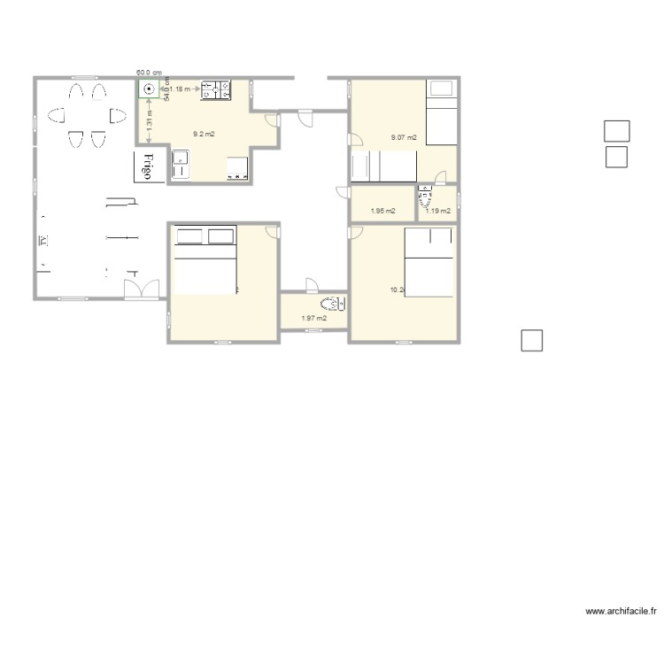 plan - Plan 7 pièces 44 m2 dessiné par Petit Radje
