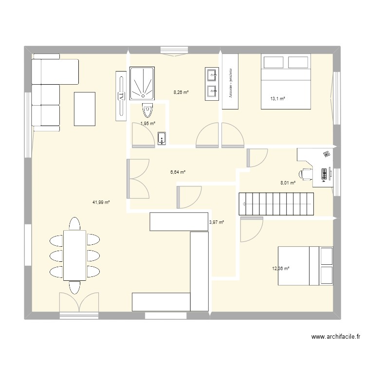 maison rez de chaussé - Plan dessiné par cupi25