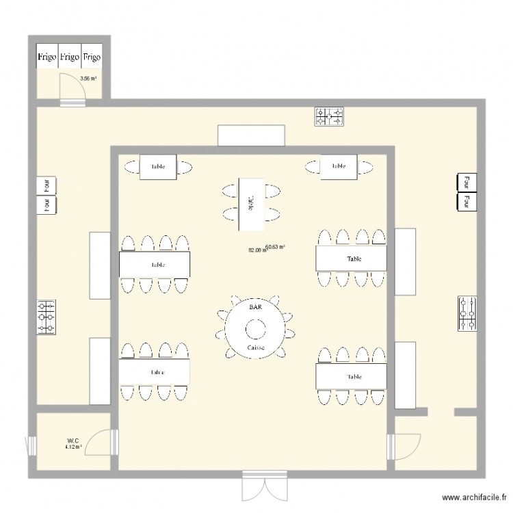 projet restaurant - Plan dessiné par damien...