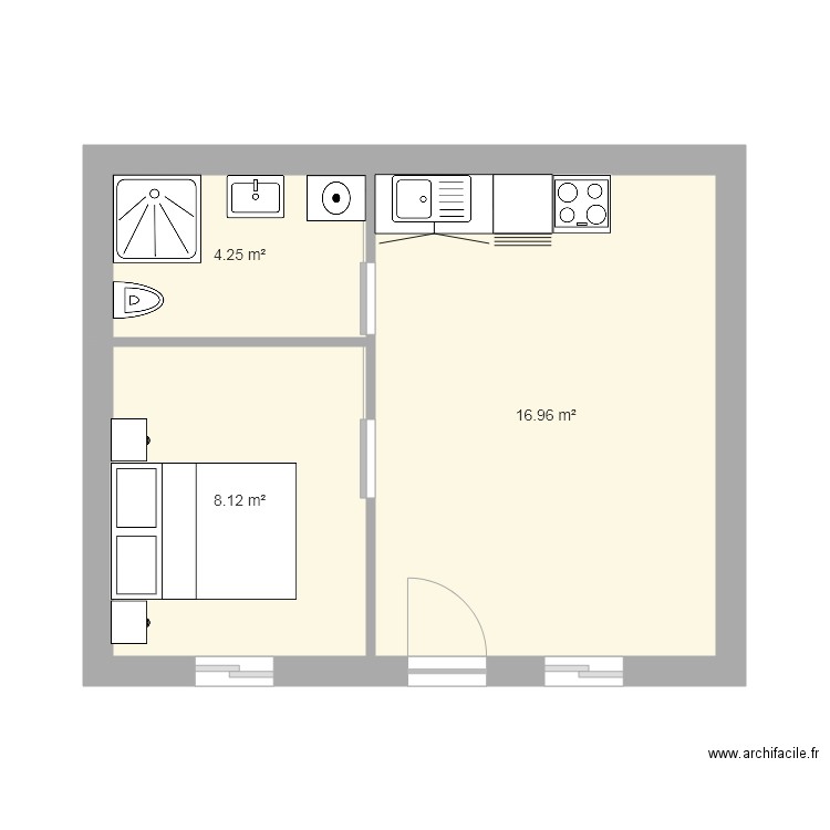 Studio 35m2 - Plan dessiné par RMRRMO