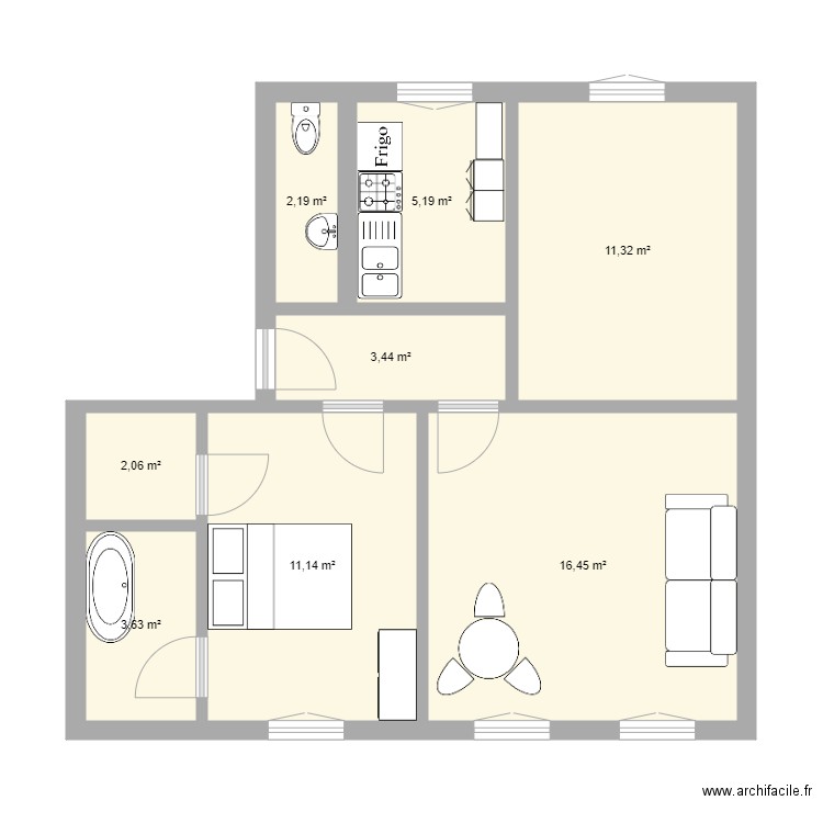 Appart - Plan 8 pièces 55 m2 dessiné par CamJF