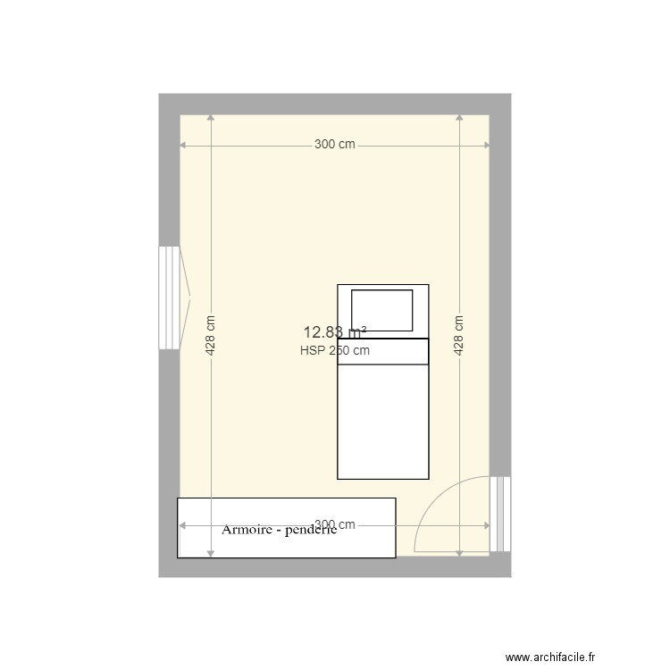 chambre 12m2 - Plan dessiné par Gabinathmam