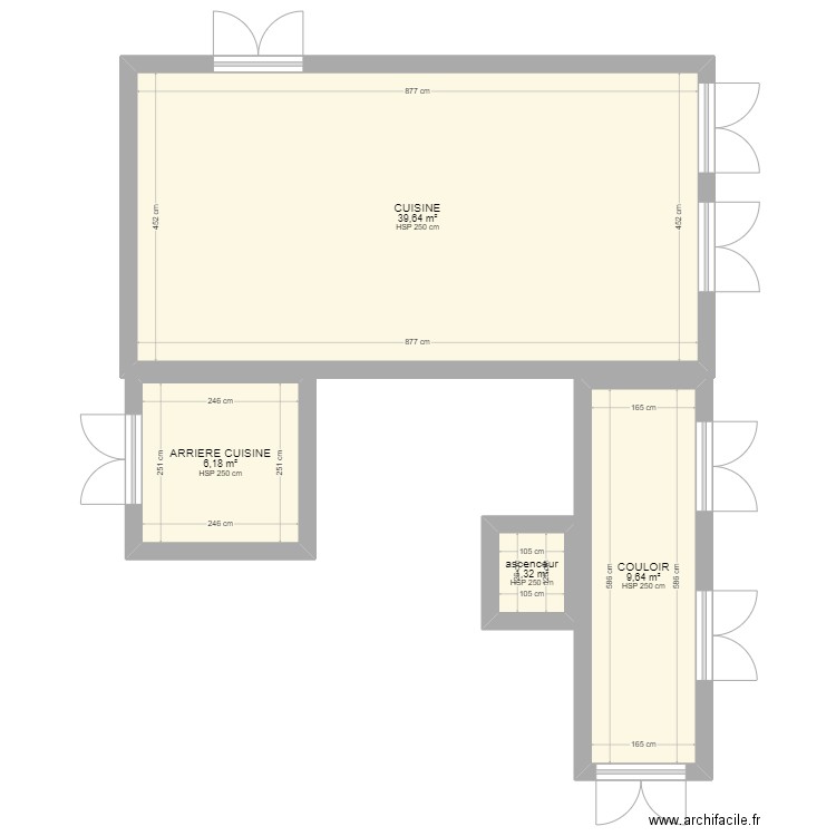 porte cuisine - Plan 4 pièces 57 m2 dessiné par bureauisa