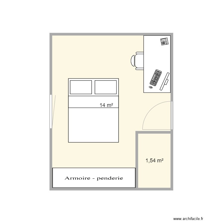 chambre 14m2 - Plan dessiné par StarClic