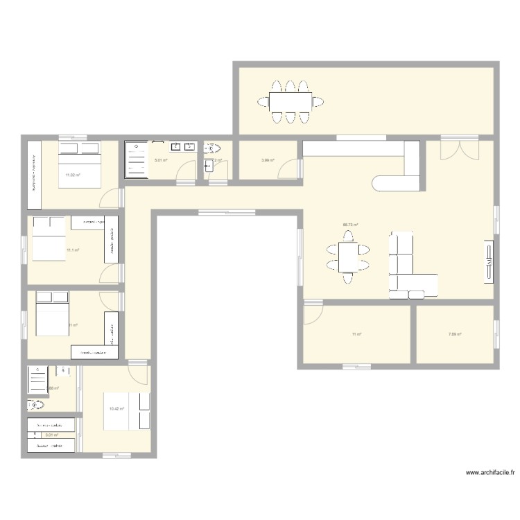 Plan maison u - Plan dessiné par Steff_fany