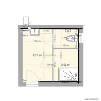 Chambre salon et douche interne - Plan 1 pièce 14 m2 dessiné par Daoud