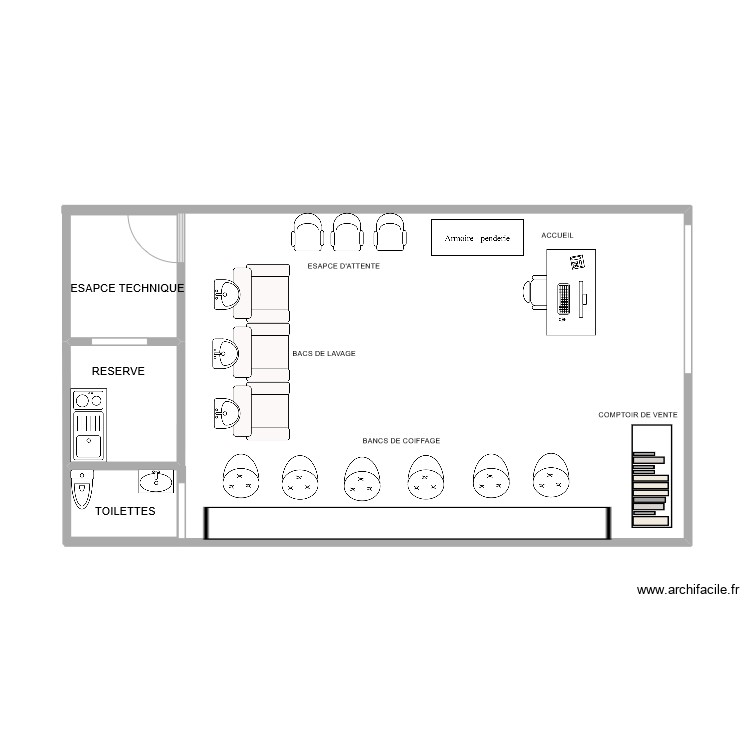 Plan – plan salon de coiffure – Par ley_68 ️ | ArchiFacile