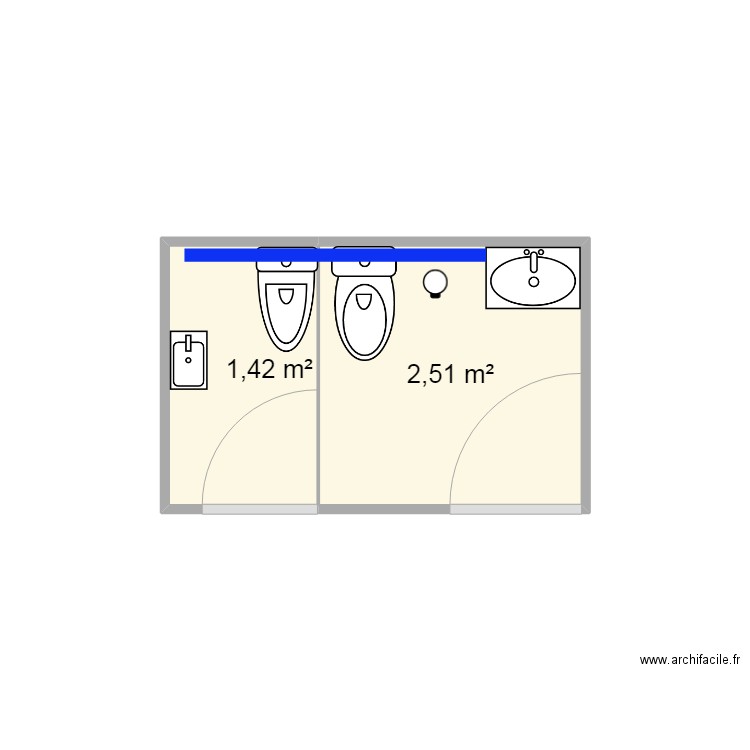 wc toillete - Plan 2 pièces 4 m2 dessiné par jawadrahal123