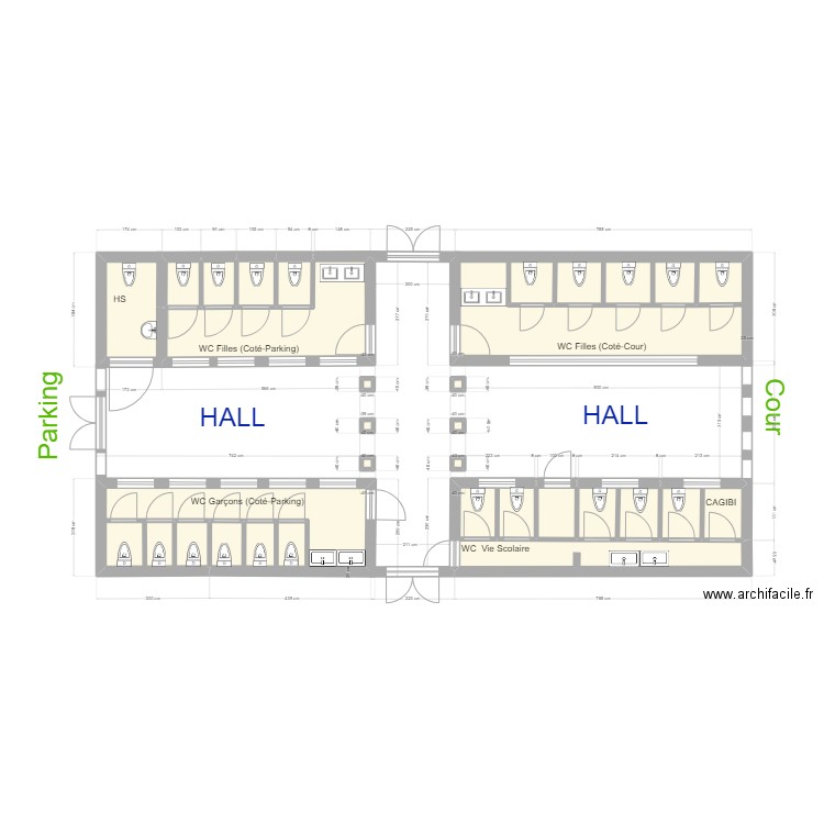 WC hall - Plan 18 pièces 63 m2 dessiné par jannot97160