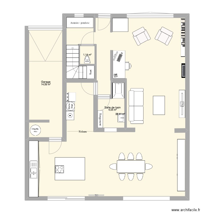 Rénovation - Plan 6 pièces 105 m2 dessiné par SHATOM