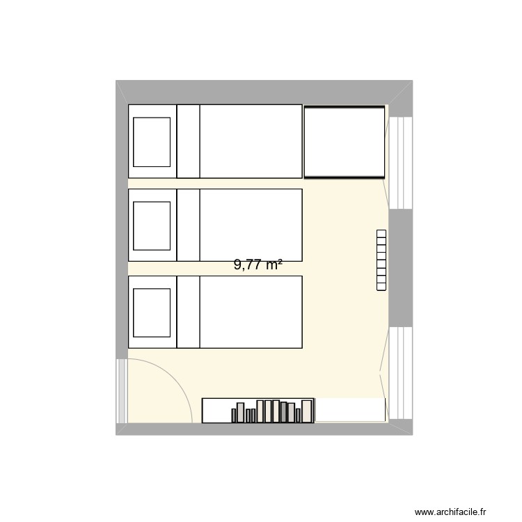 Chambre - Plan 1 pièce 10 m2 dessiné par Marie-Laure L