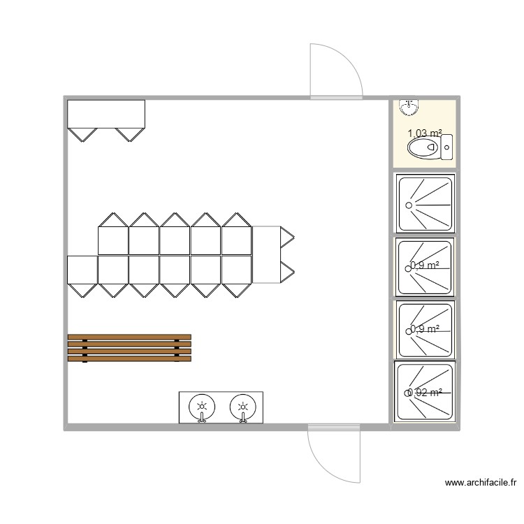 Vestiaire Femme - Plan 4 pièces 4 m2 dessiné par Katia69