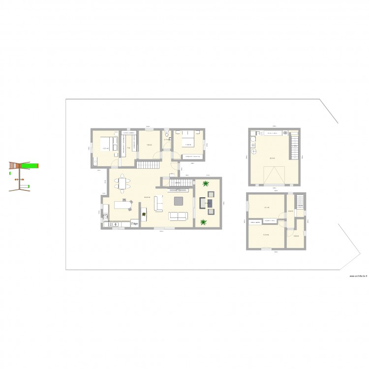 plan étage partiel essai 2 garage demi soussol - Plan dessiné par QOD