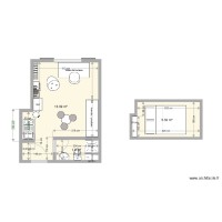 studio 24m2 - Plan 3 pièces 23 m2 dessiné par christine34150