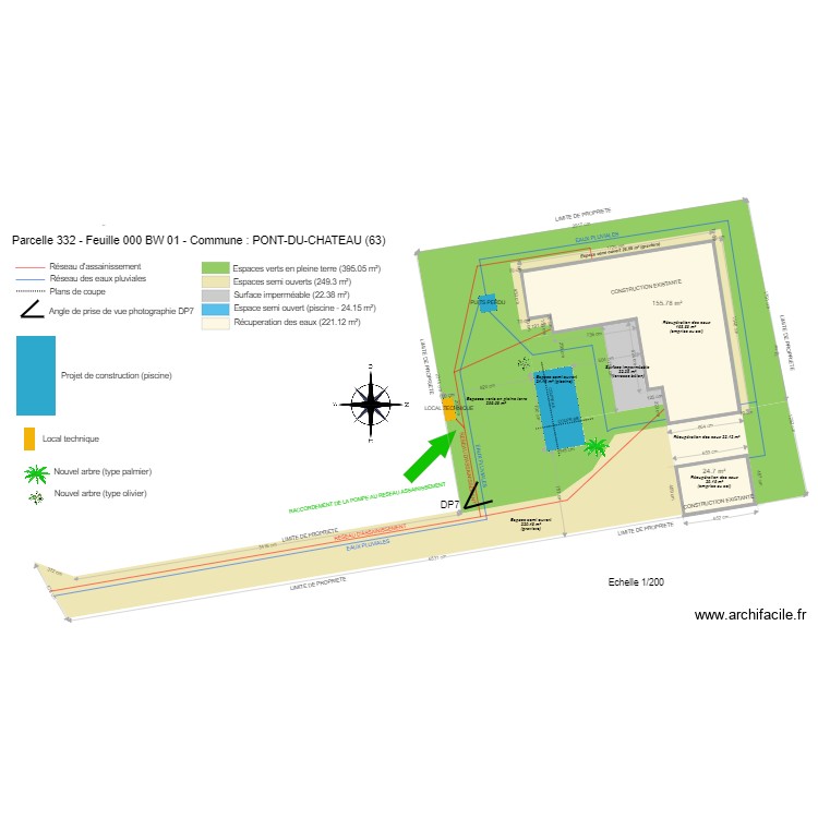 Plan de masse projet piscine Lavouma Bontemps modif espaces verts ...