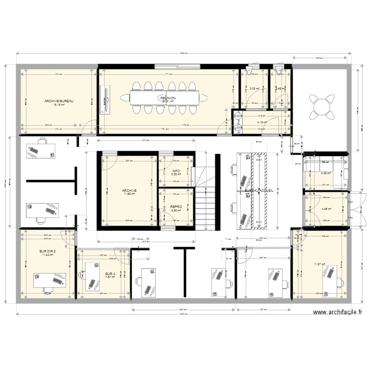 PLAN BUREAU 4 - Plan dessiné par CABINET LD