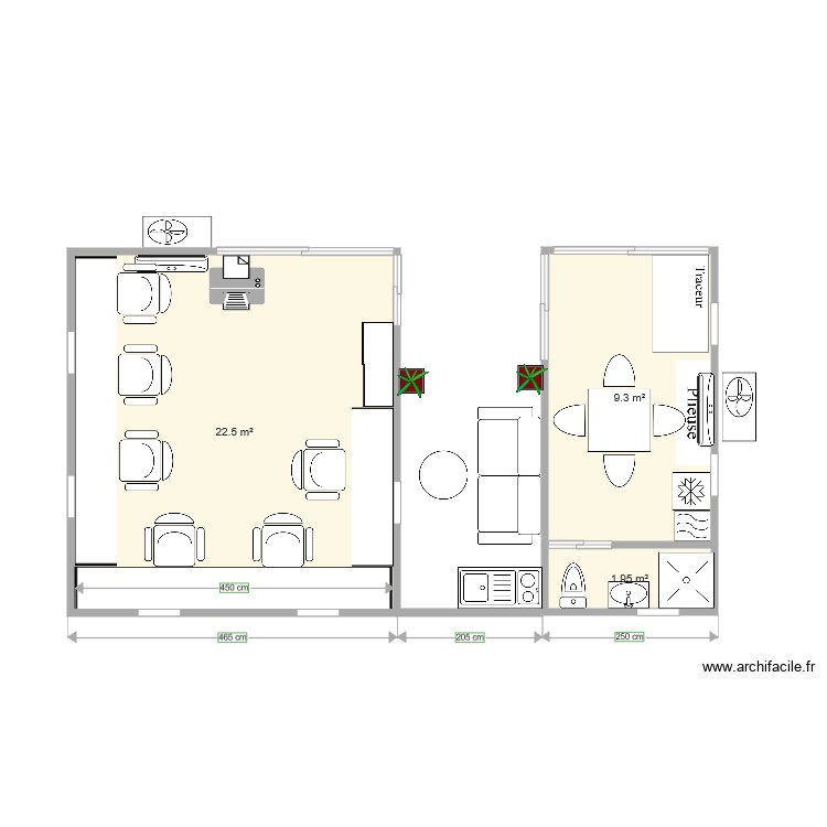AMENAGEMENT BUREAU CONTENEUR - Plan dessiné par Miel971