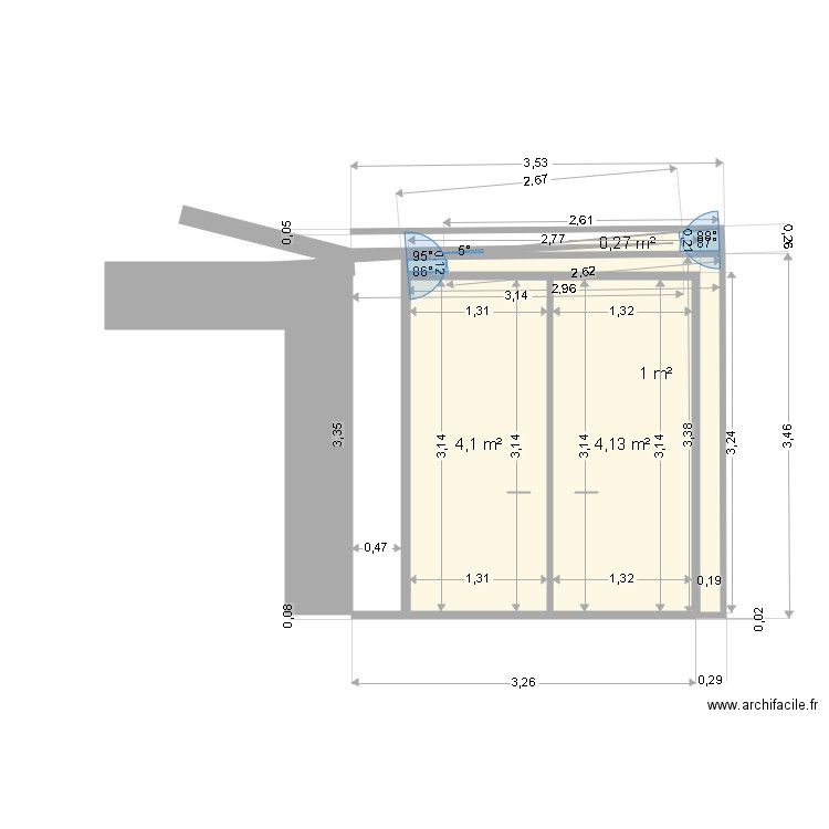 FACADE PORTE - Plan 4 pièces 10 m2 dessiné par bourdy