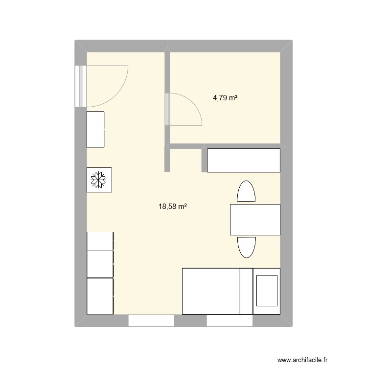 Logement 5 - Plan 2 pièces 23 m2 dessiné par résidencebrumath