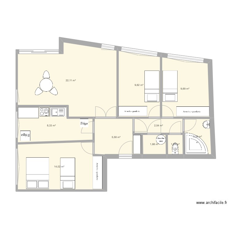 LEBBAR - Plan 10 pièces 78 m2 dessiné par Eddyarchi