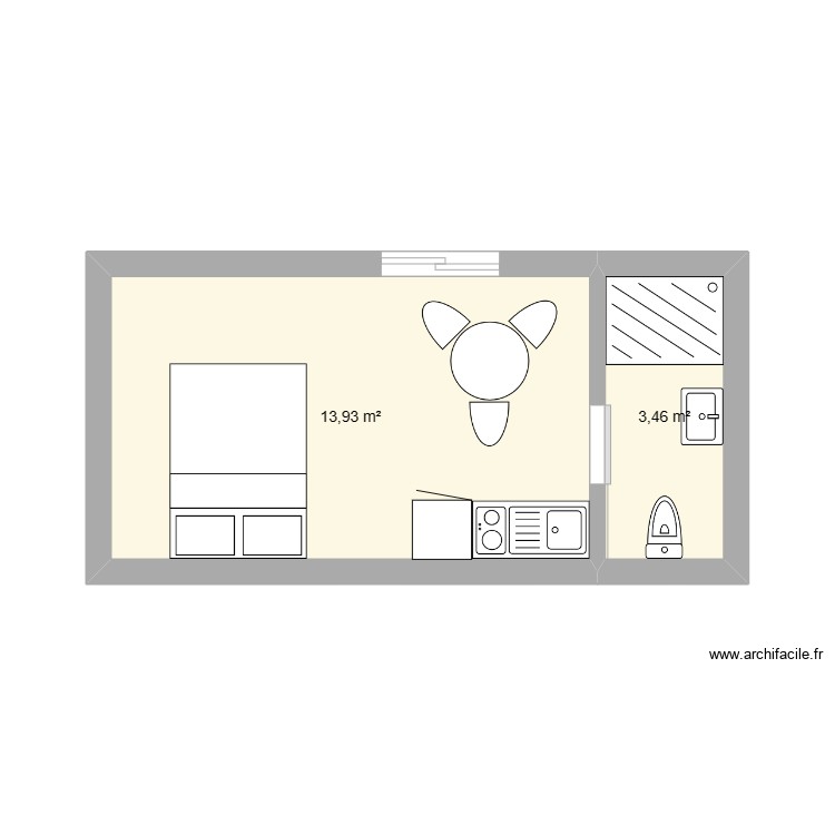 STUDIO 20 M2 - Plan 2 pièces 17 m2 dessiné par angeliqueiphone