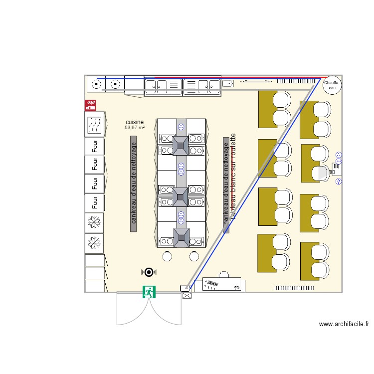 cuisine arcu V1 - Plan 1 pièce 54 m2 dessiné par pat le Chef