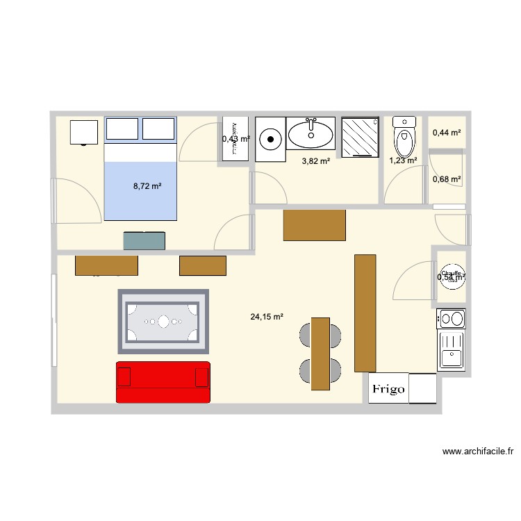 Plan Appartement - Plan 8 pièces 40 m2 dessiné par BenjaminPuig