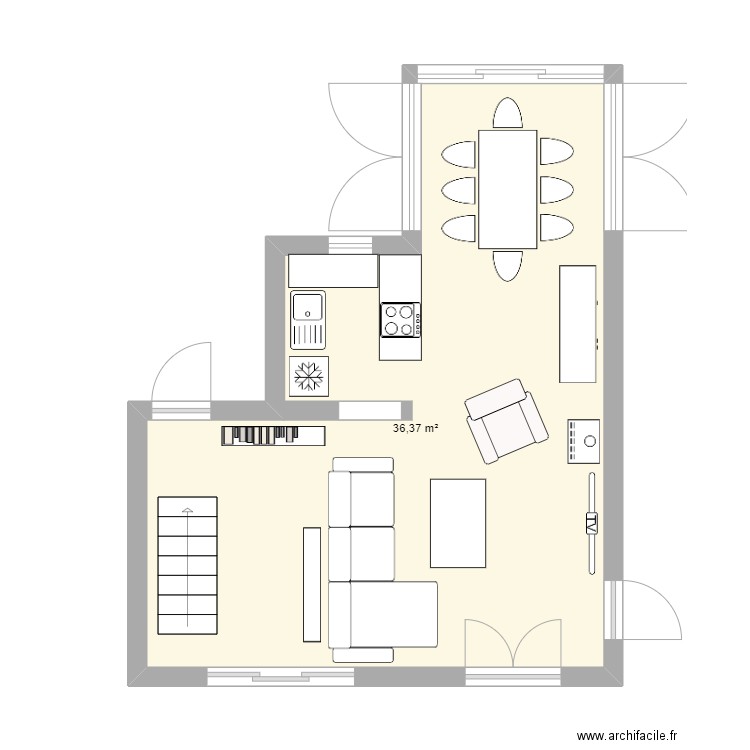 RDC - Plan 1 pièce 36 m2 dessiné par lukassolo