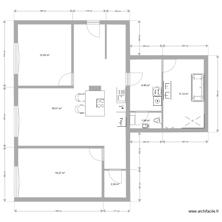 Appt - Plan 7 pièces 91 m2 dessiné par MaisonAnthony