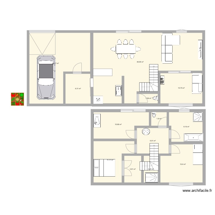 Maison rectangle - Plan dessiné par Maeva0110