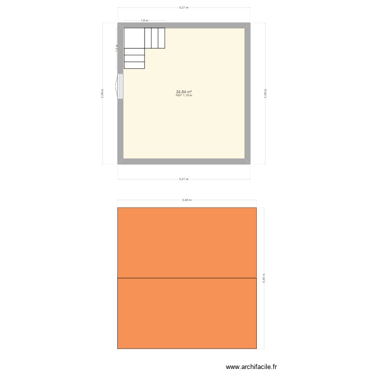Garage étage - Plan 1 pièce 25 m2 dessiné par Sacra88
