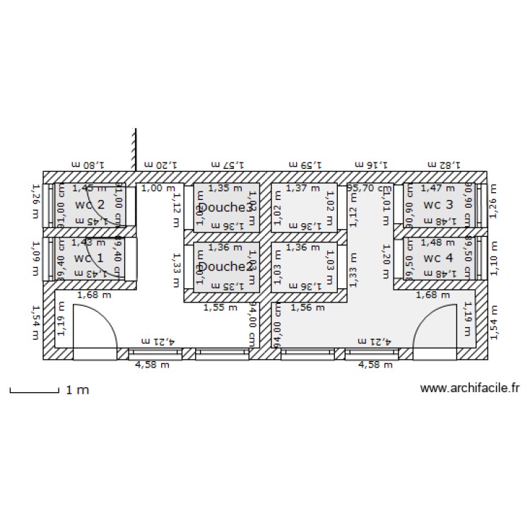 Bloc Sanitaire - Plan dessiné par mereatu