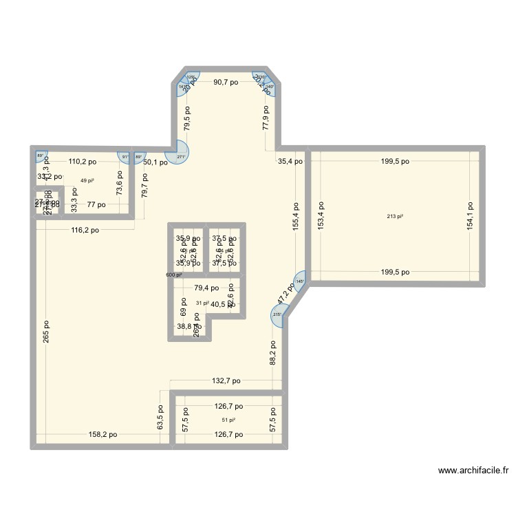 Sous-sol - Plan 1 pièce 85 m2 dessiné par Detact