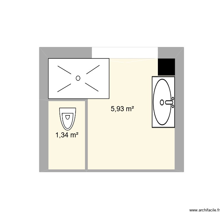 SdB - Plan 2 pièces 7 m2 dessiné par givaudine