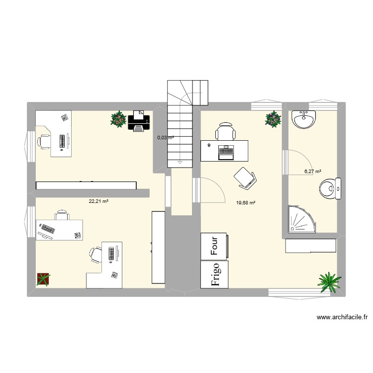 ATELIER - Plan 4 pièces 48 m2 dessiné par jade and joy