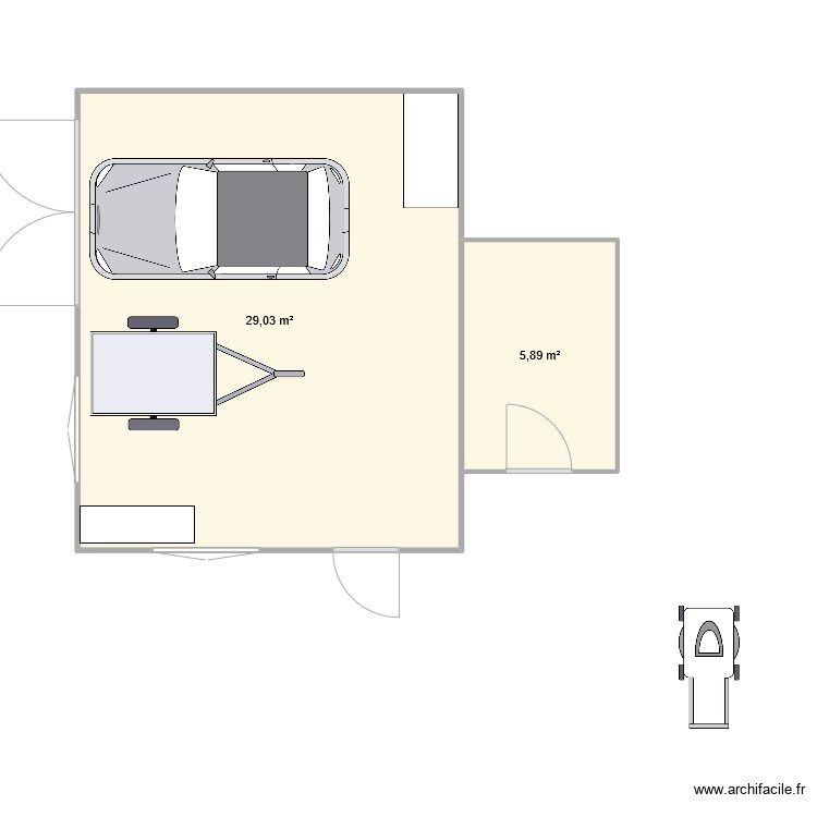 garage 30m2 quer - Plan 2 pièces 35 m2 dessiné par cargo22