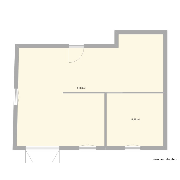 PLAN SURFACE ACTUEL - Plan 2 pièces 69 m2 dessiné par ismaelvial711